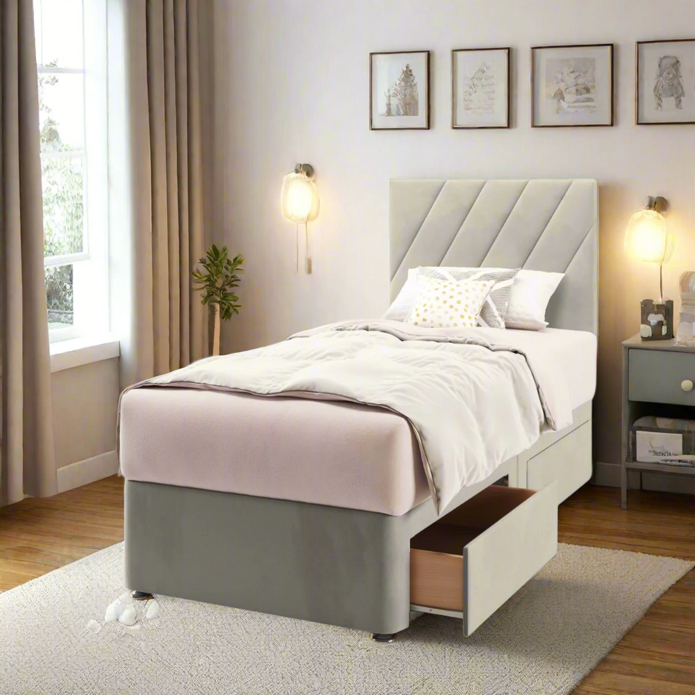 Diagonal Panels Headboard Divan Bed