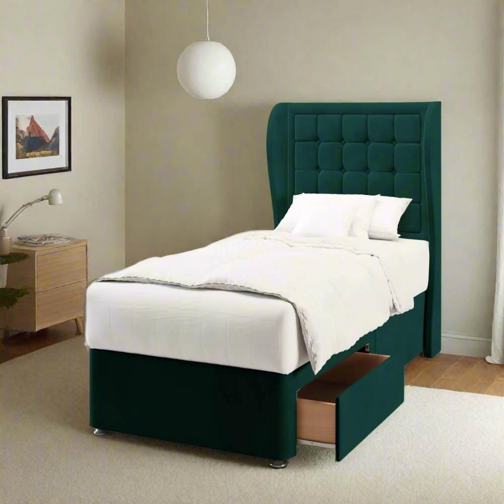 Large Cubic Border Headboard Divan Bed